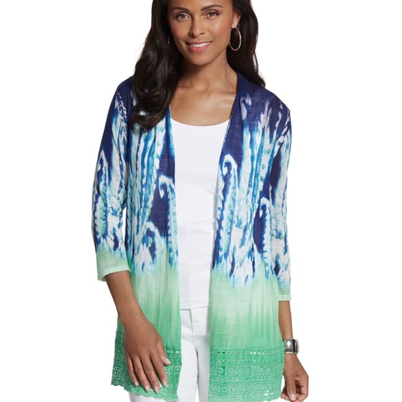 Chico's | Sweaters | Chicos Kristyn Ikat Paisley Cardigan Size 3 L ...